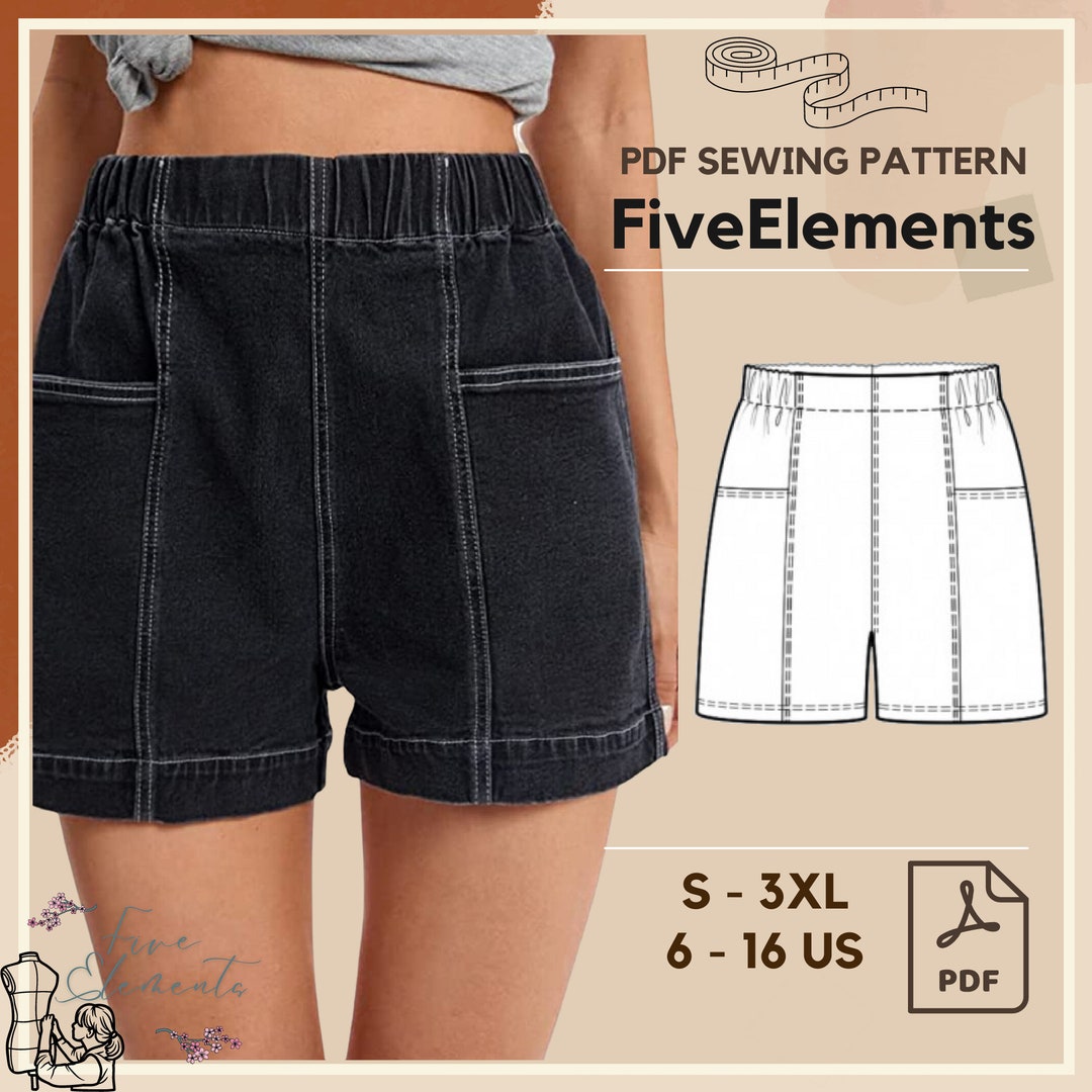 Women Loose Linen Shorts PDF Sewing Pattern Elastic Waist - Etsy