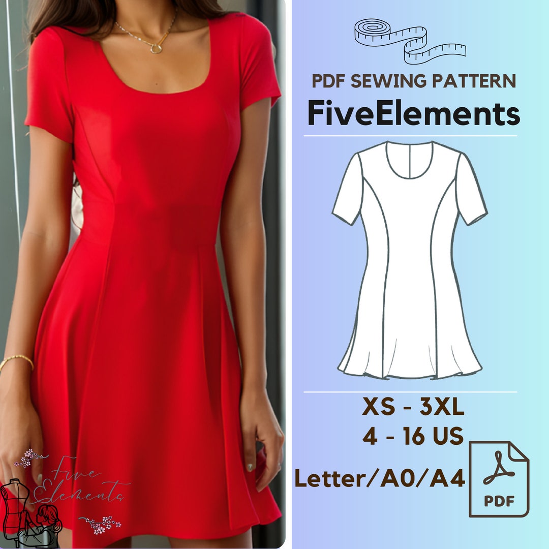 Simple Mini Dress PDF Sewing Pattern Summer Casual Ruffle Dress Pattern ...