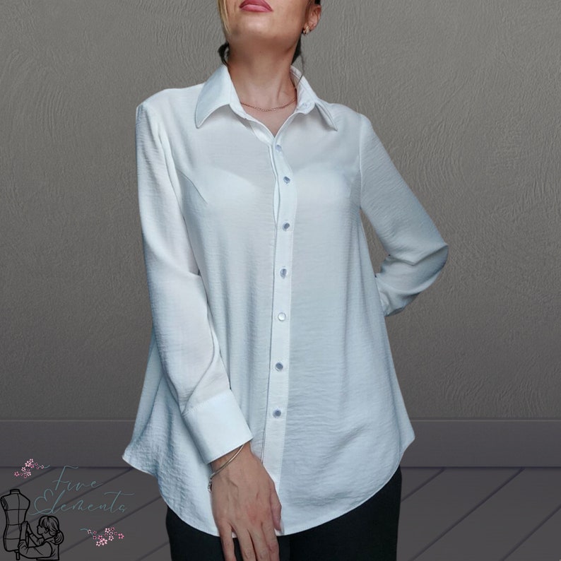Women Woven Cotton Blouse Sewing Pattern Long Sleeve Casual - Etsy