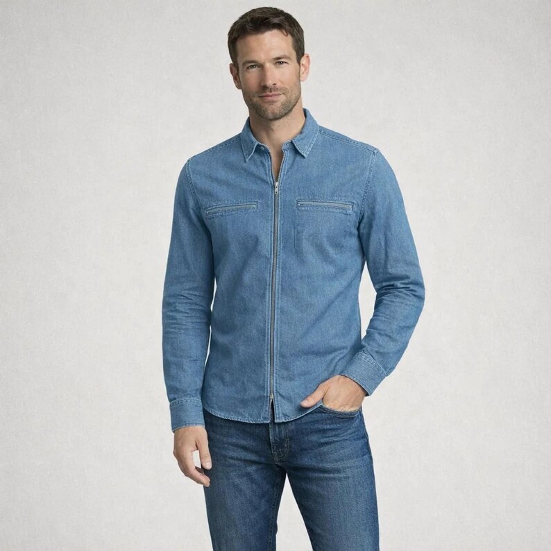 Men’s Zip Front Shirt Sewing Pattern PDF | Long Sleeve Men Shirt ...