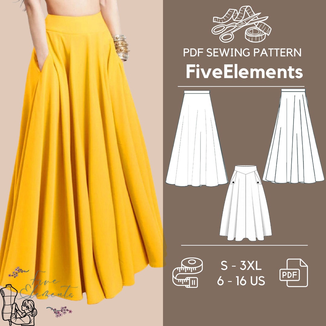 Women Maxi Skirt PDF Sewing Pattern Bundle High Waist Skirt - Etsy UK