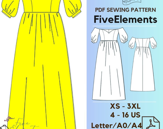 Milkmaid Dress Pattern Vivienne, off Shoulder Ruffle Dress Sewing ...