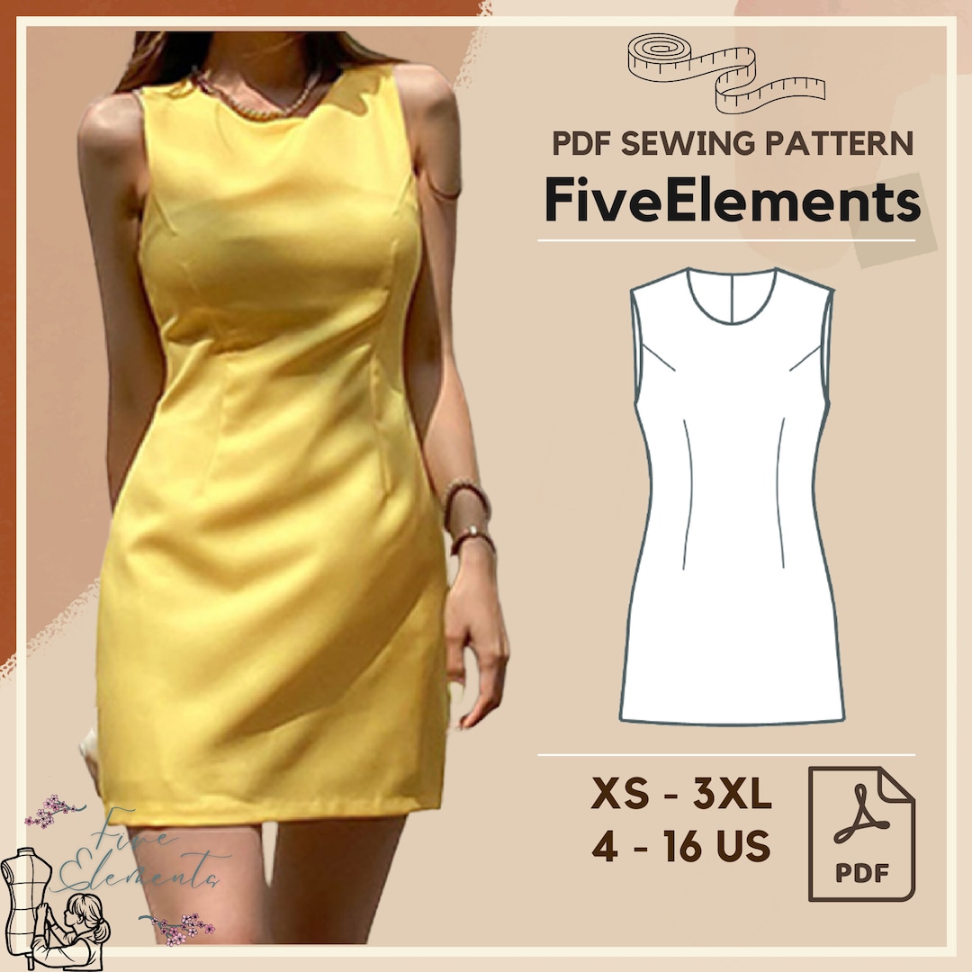 Silk Mini Dress PDF Pattern Women Simple Wedding Guest Dress PDF Sewing ...