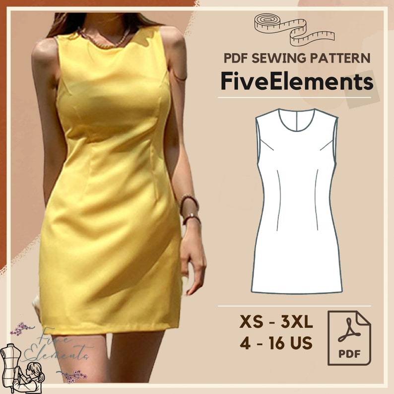 Silk Mini Dress PDF Pattern Women Simple Wedding Guest Dress - Etsy