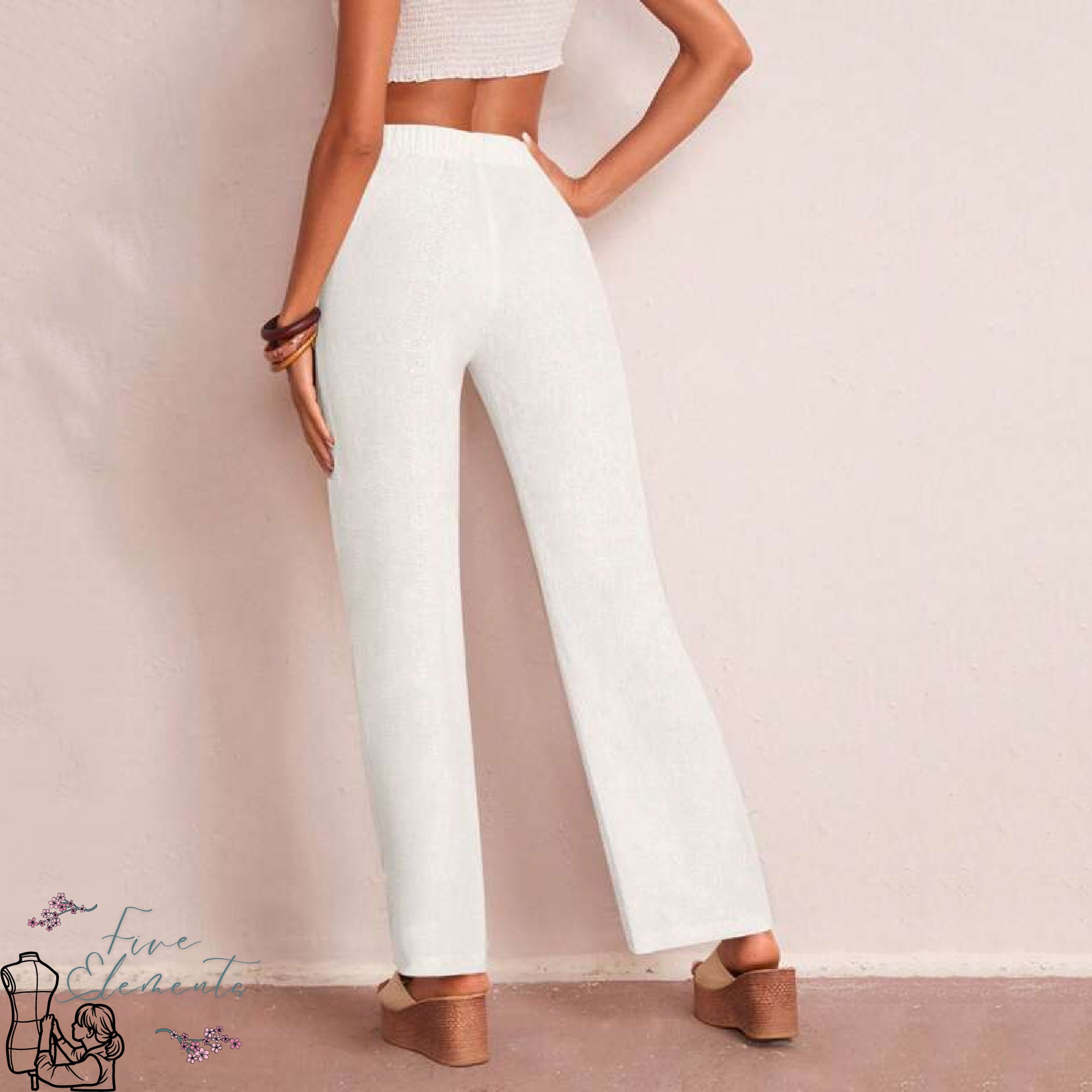 Elastic Waist Linen Pants PDF Sewing Pattern Women Wide Leg Pants ...