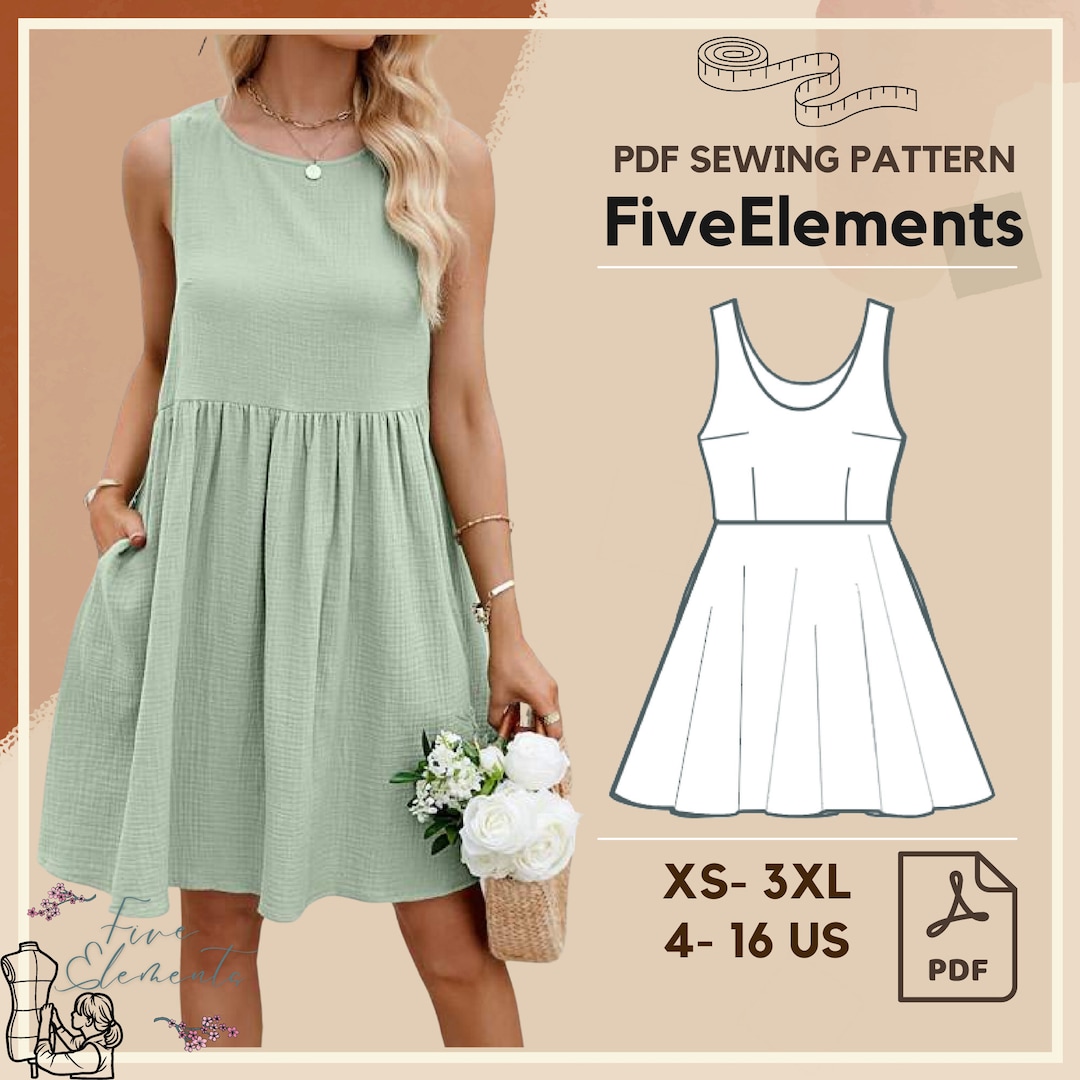 Top Tank Dress Sewing Pattern Sleeveless Loose Dress Sewing - Etsy