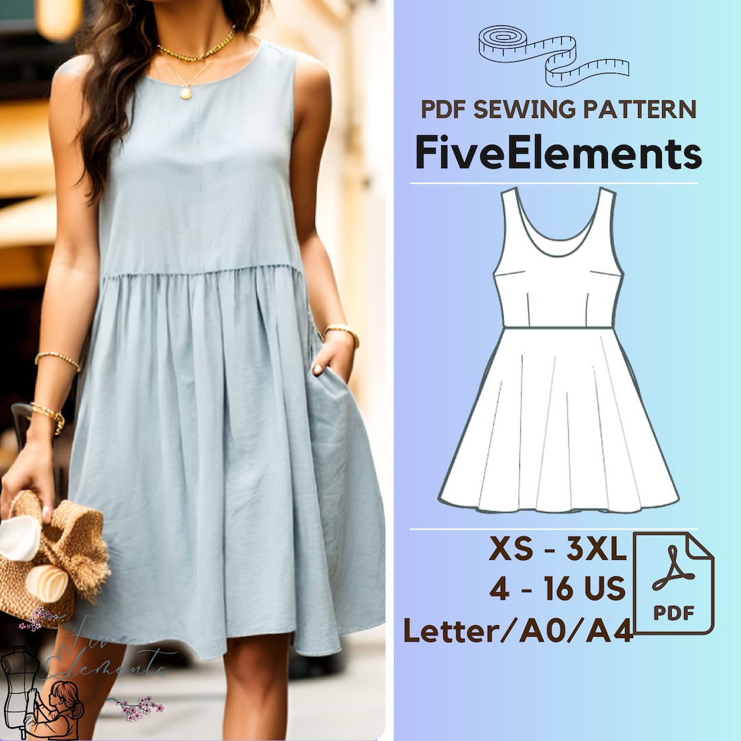 Top Tank Dress Sewing Pattern Sleeveless Loose Dress Sewing Pattern ...