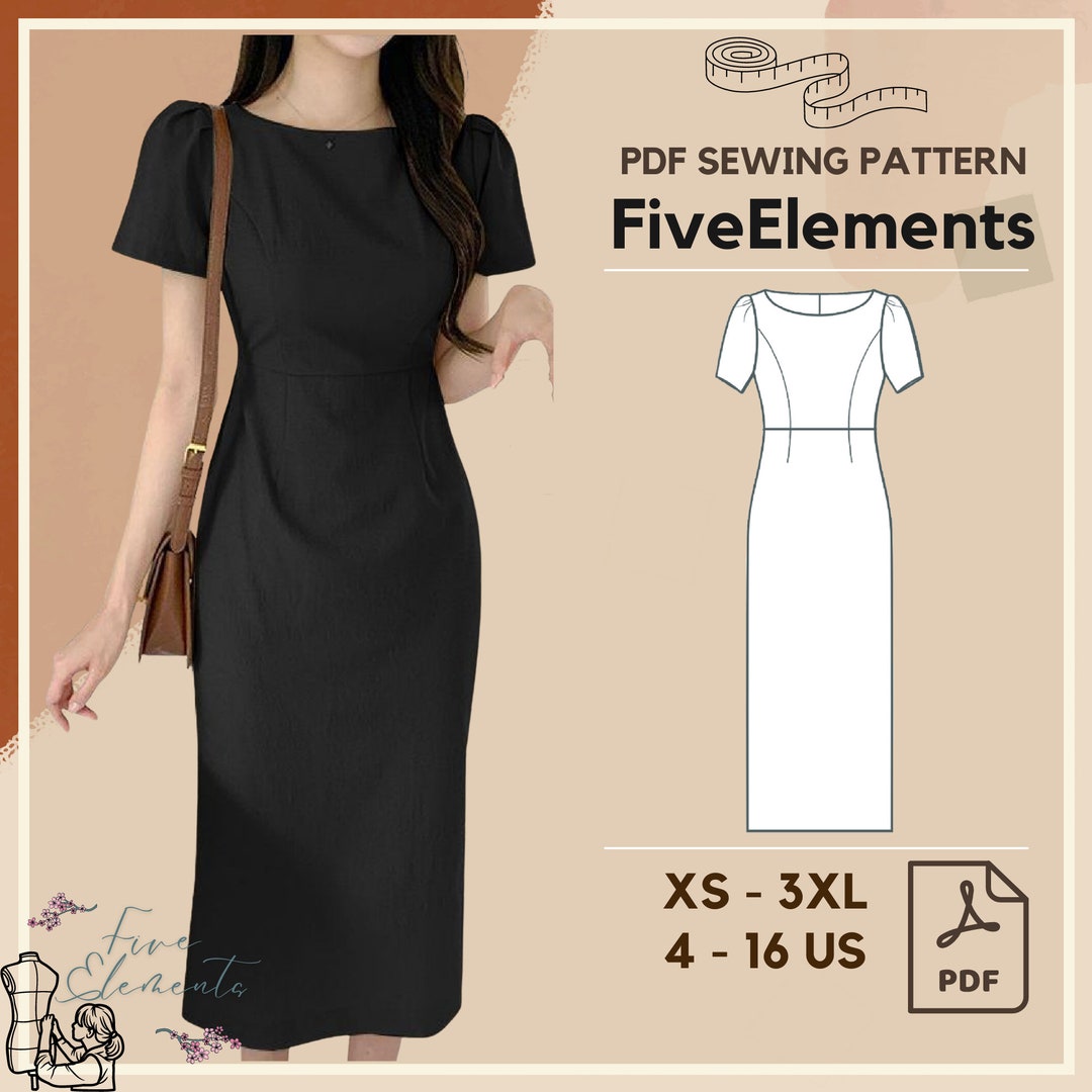 Women Casual Linen Dress PDF Sewing Pattern Simple Short Sleeve Dress ...
