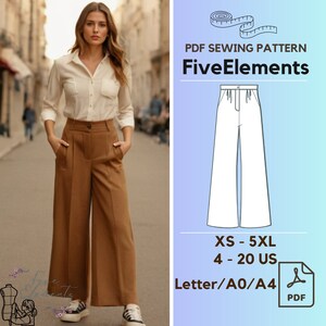 Pants Sewing Pattern PDF Flared Pants Pattern for Women's Linen Pants ...
