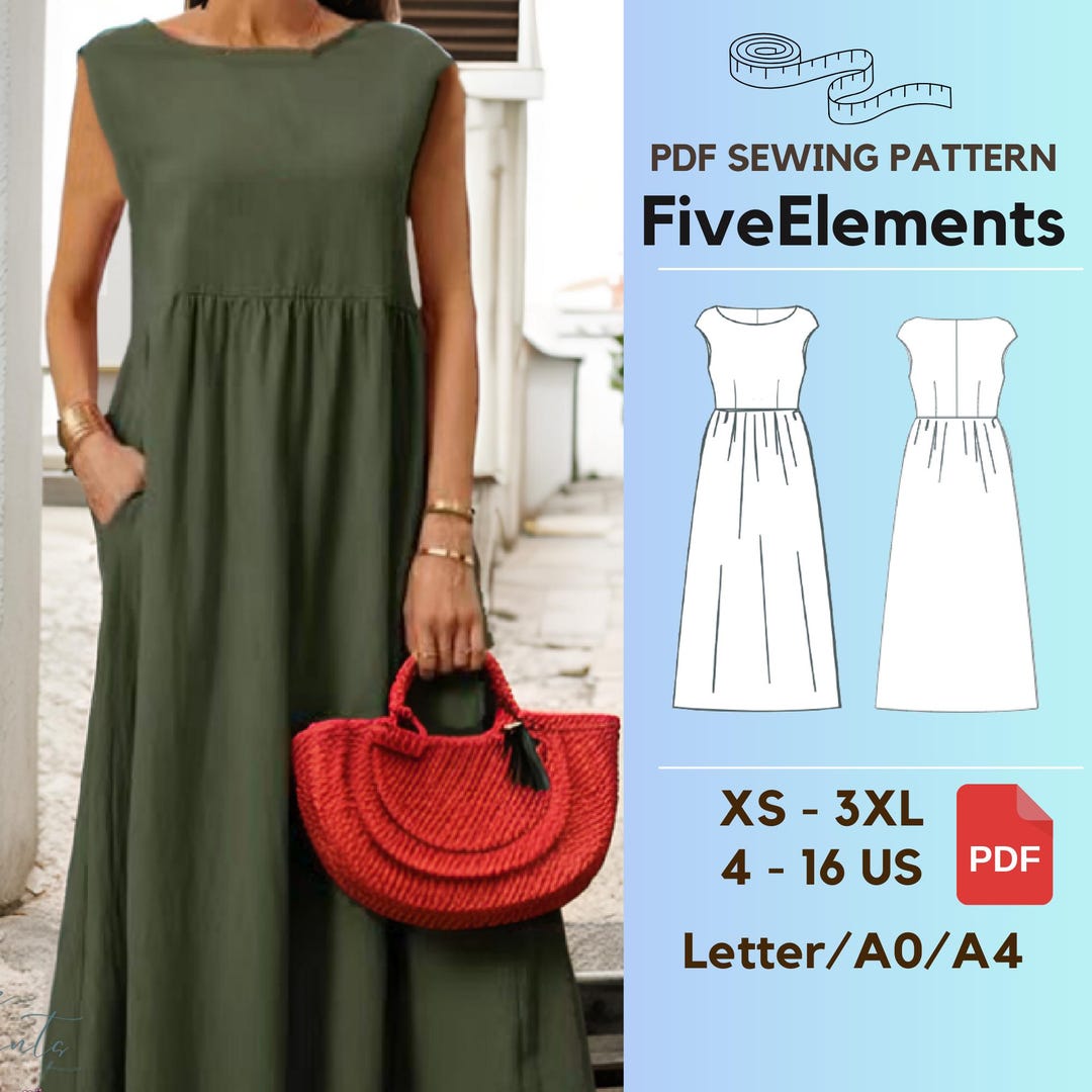 Women Linen Dress PDF Sewing Pattern Vintage Ruffled Dress Sewing ...