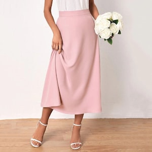 Button Down Long Skirt PDF Pattern Pink Casual Skirt Sewing - Etsy