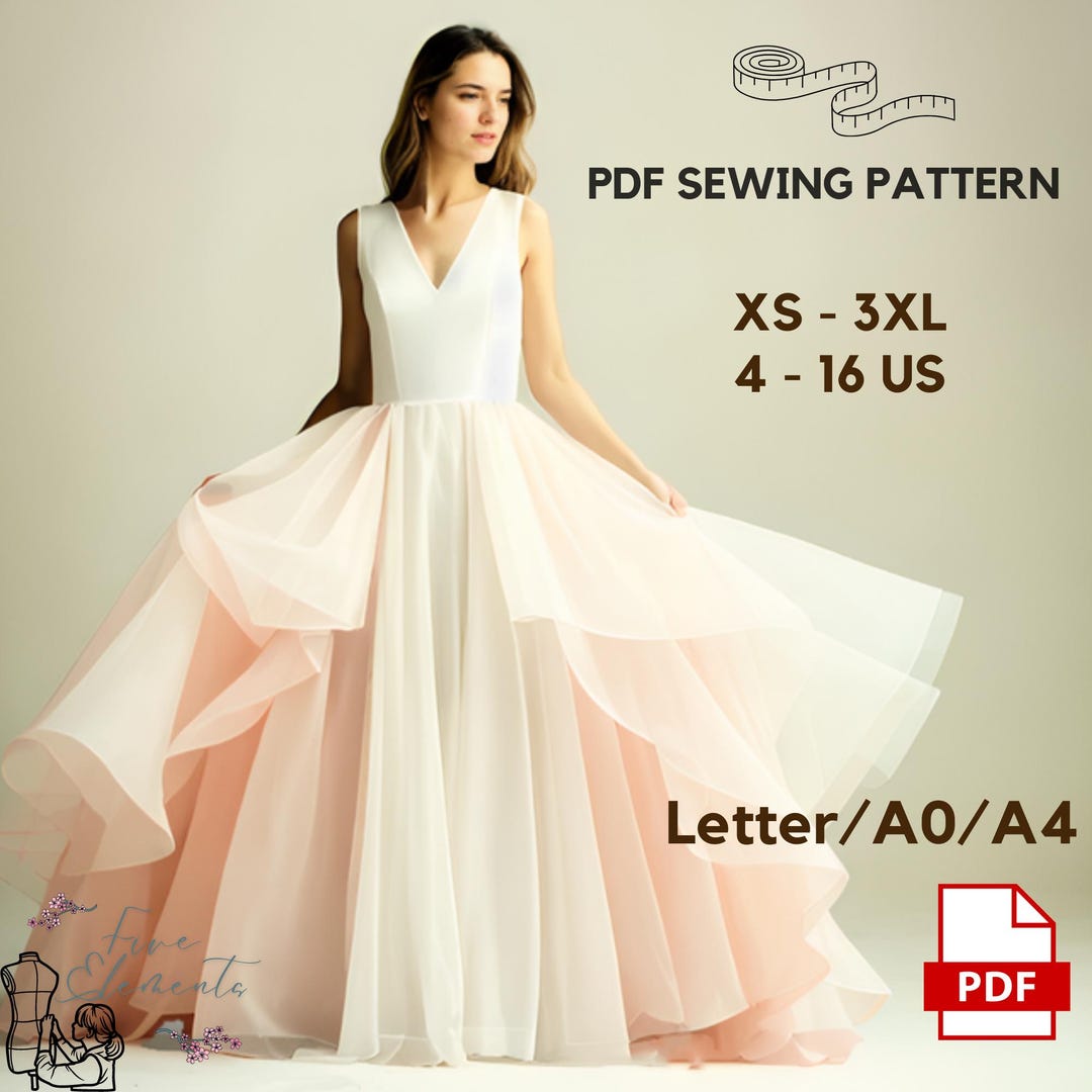 Princess Dress Sewing Pattern Bride Dress Pattern Wedding PDF Sewing ...