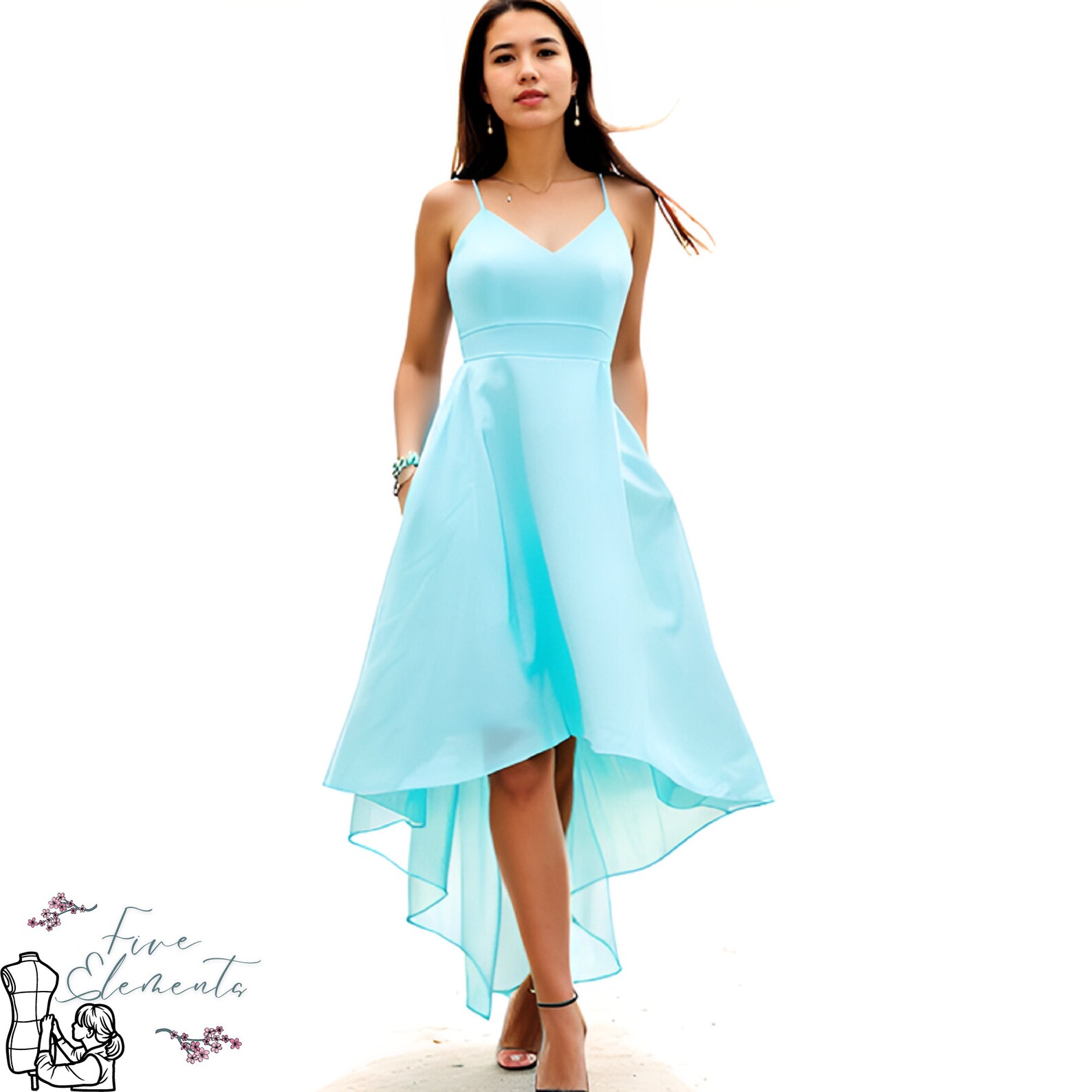 White Straps Dress Sewing Pattern | Midi Ruffle Dress Pattern | Wedding ...