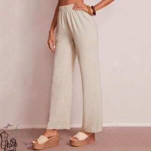 Elastic Waist Linen Pants PDF Sewing Pattern Women Wide Leg Pants ...
