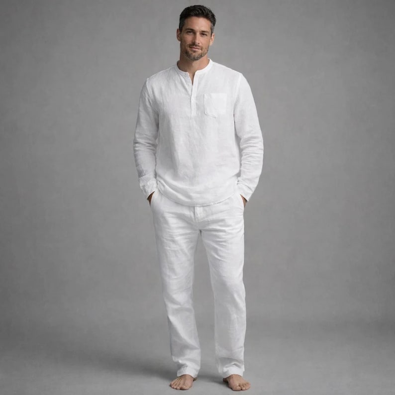 Men’s Henley Shirt Sewing Pattern PDF | Long Sleeve Collarless Top | XS ...
