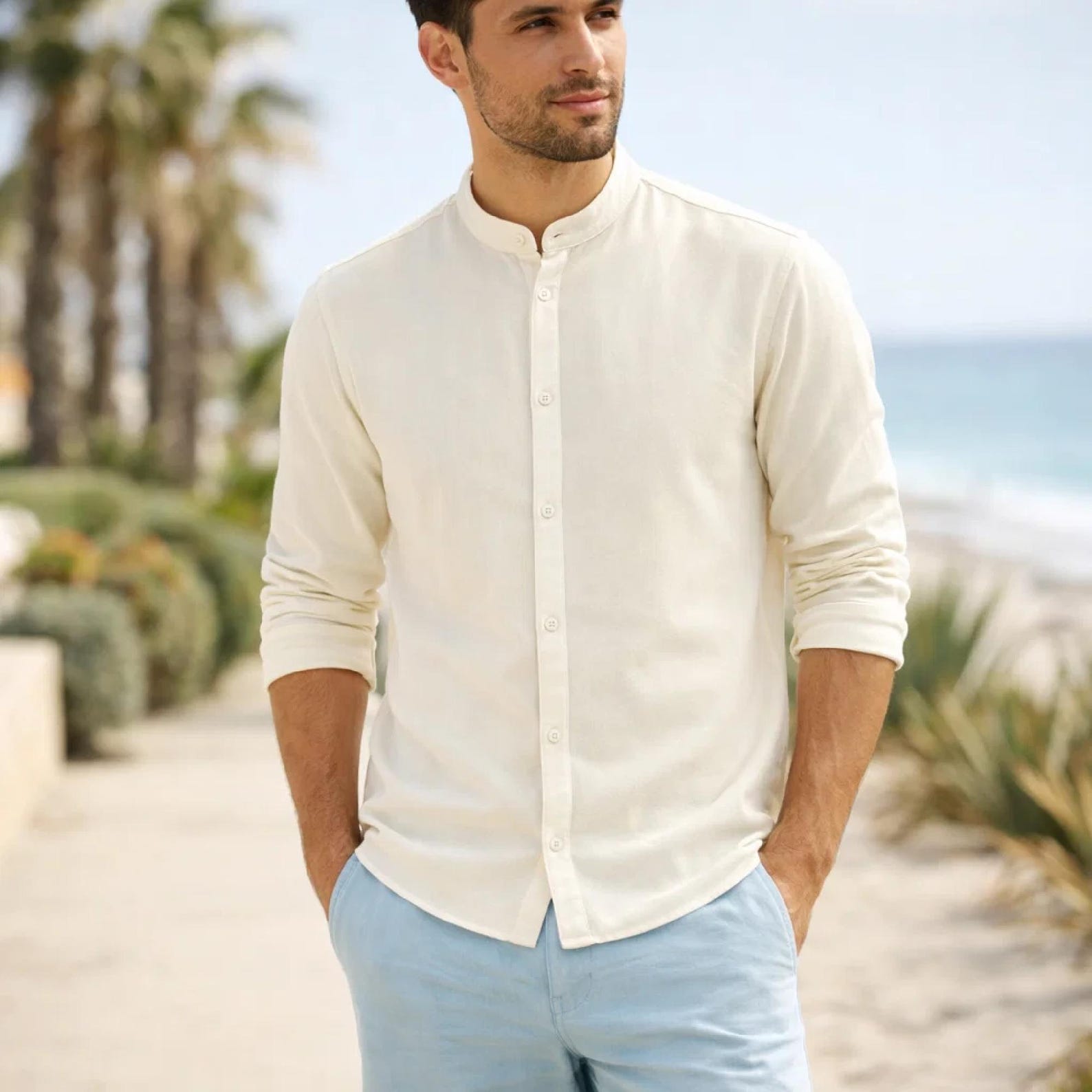Men Mandarin Collar Shirt Sewing Pattern Pdf Band Collar Shirt 5905