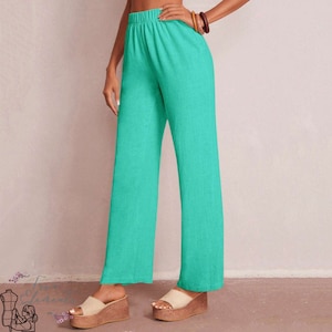 Elastic Waist Linen Pants PDF Sewing Pattern Women Wide Leg Pants ...