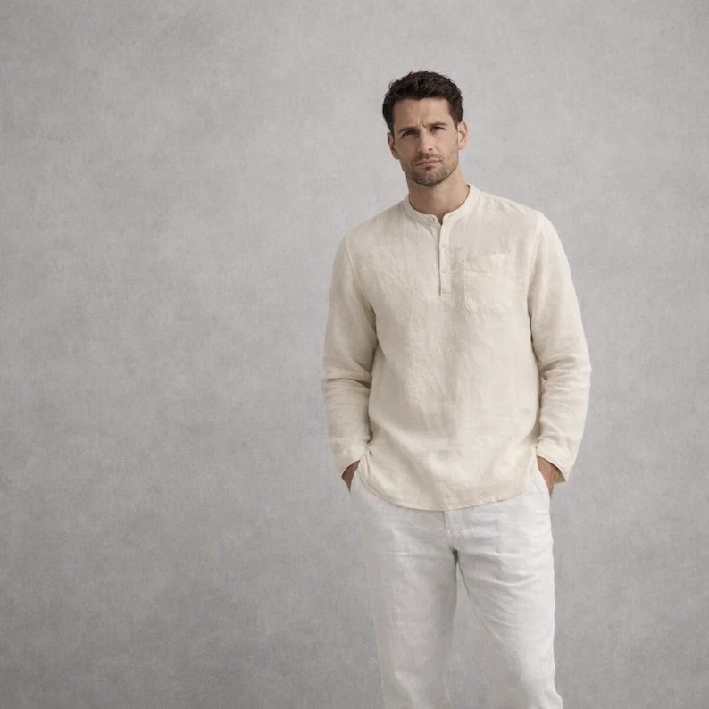 Men’s Henley Shirt Sewing Pattern PDF | Long Sleeve Collarless Top | XS ...