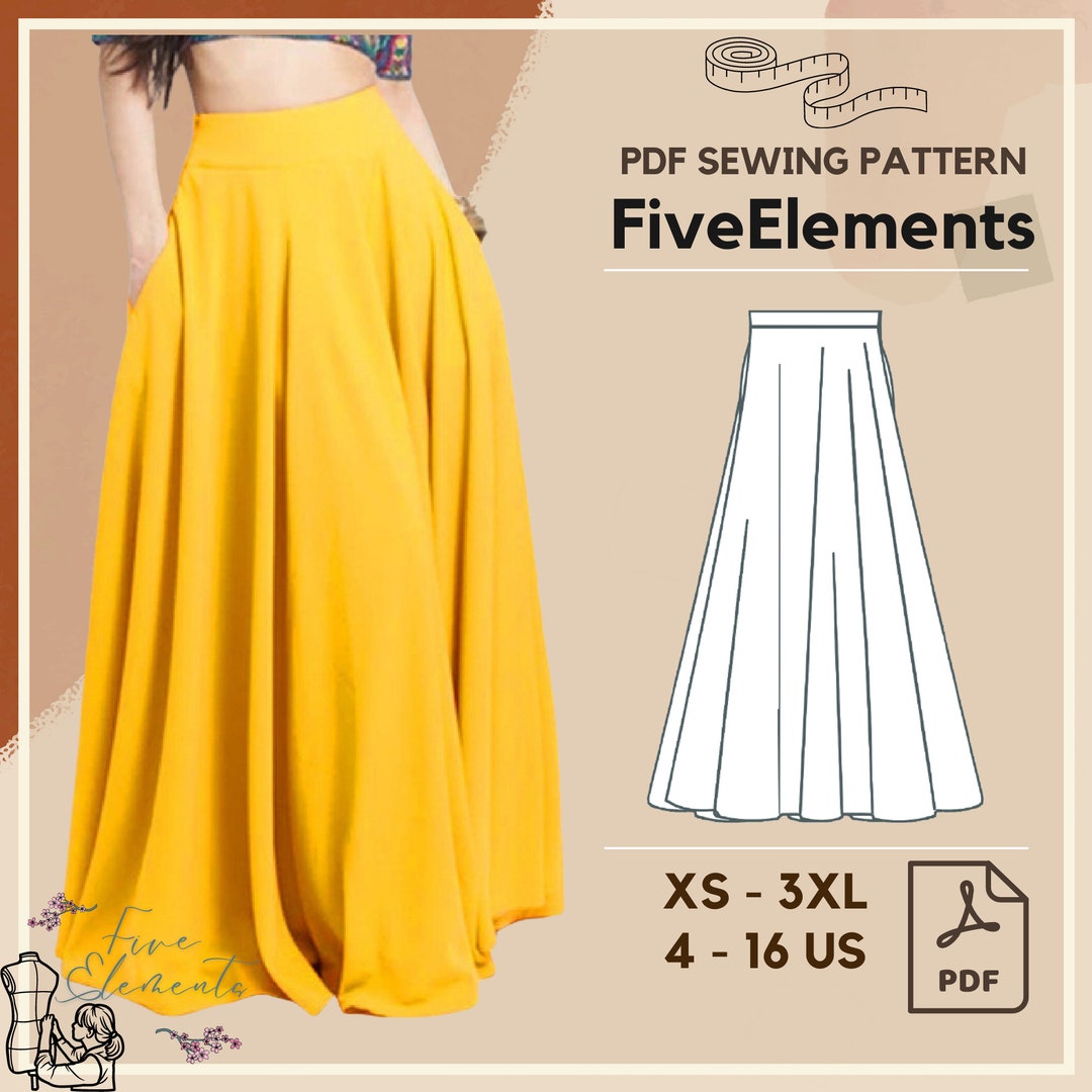 Patron de Couture Maxi Jupe Femme Patron de Couture PDF Facile Patron ...