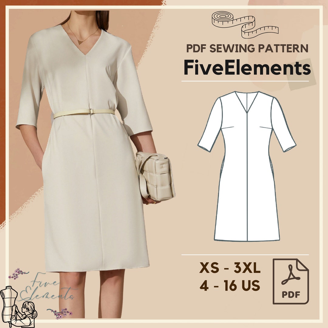 Women Linen Dress Pattern Casual Loose Dress PDF Sewing Pattern Summer ...