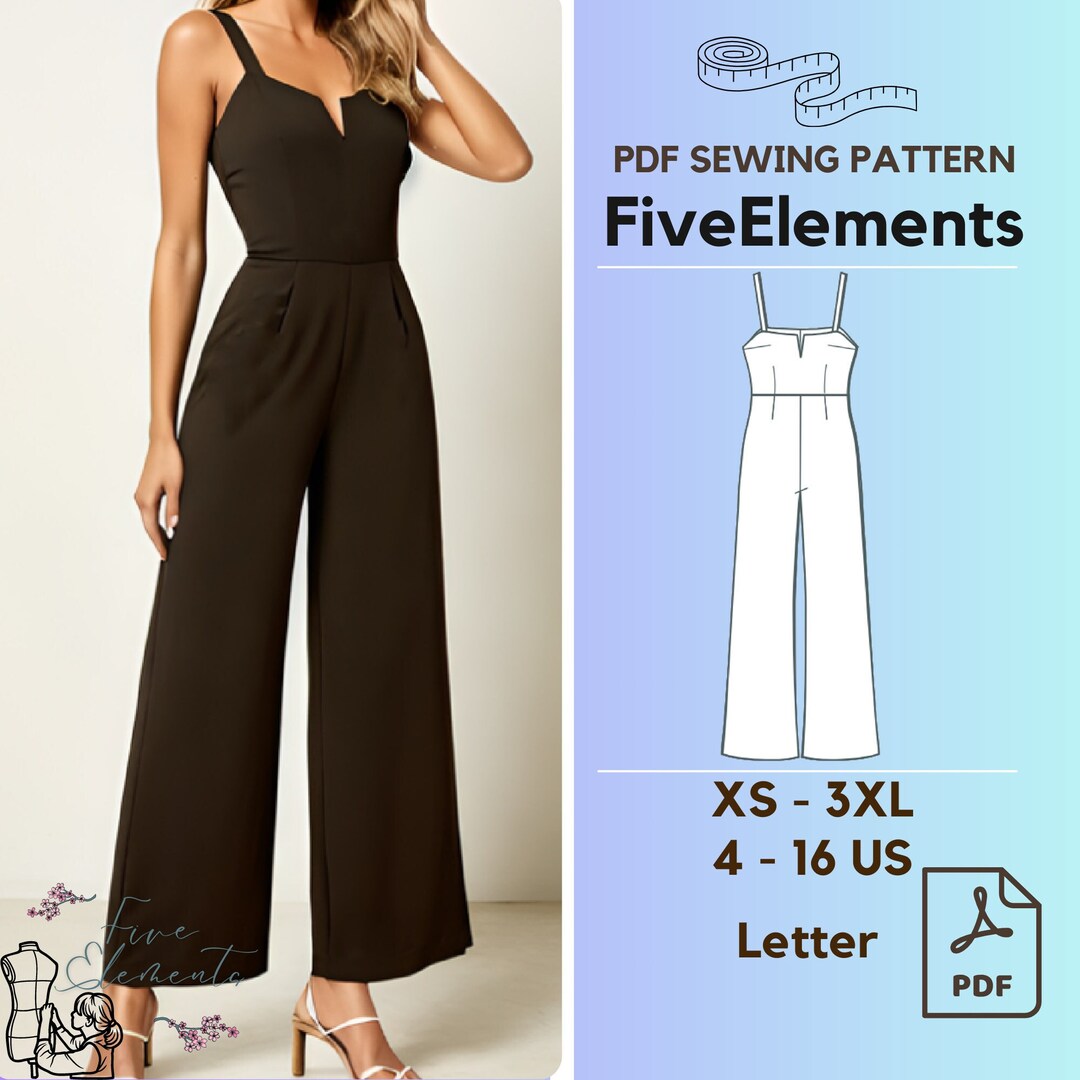 Woman off Shoulder Jumpsuit PDF Pattern Wide Leg Pants Suit Sewing ...