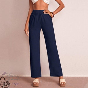 Elastic Waist Linen Pants PDF Sewing Pattern Women Wide Leg Pants ...