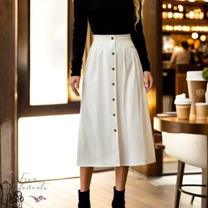 Button Down Long Skirt PDF Pattern Pink Casual Skirt Sewing Pattern ...