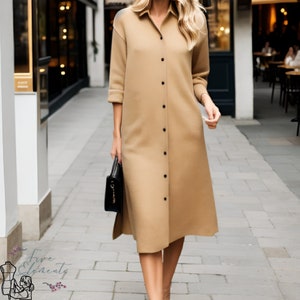 Women Button Down Long Tunic PDF Sewing Pattern Linen Blouse Dress PDF ...