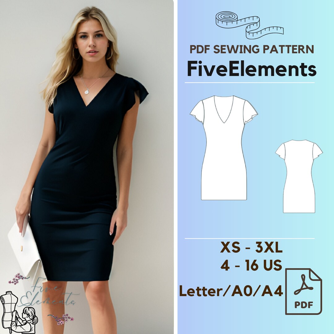 Women Midi Pencil Dress Pattern Prom Slip Dress Sewing Pattern Short ...