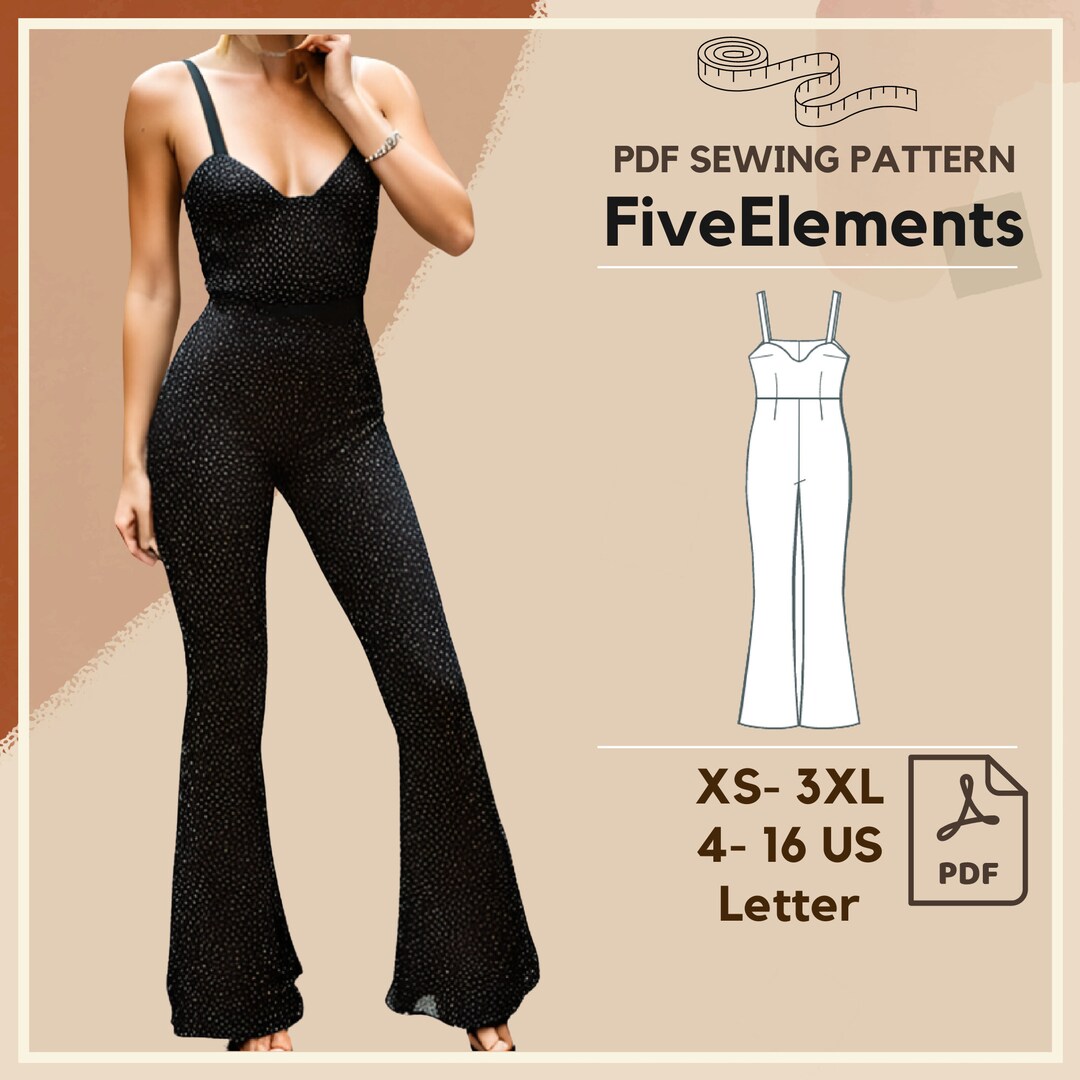 Casual off Shoulders Jumpsuit PDF Sewing Pattern Women Loose Jumpsuit ...
