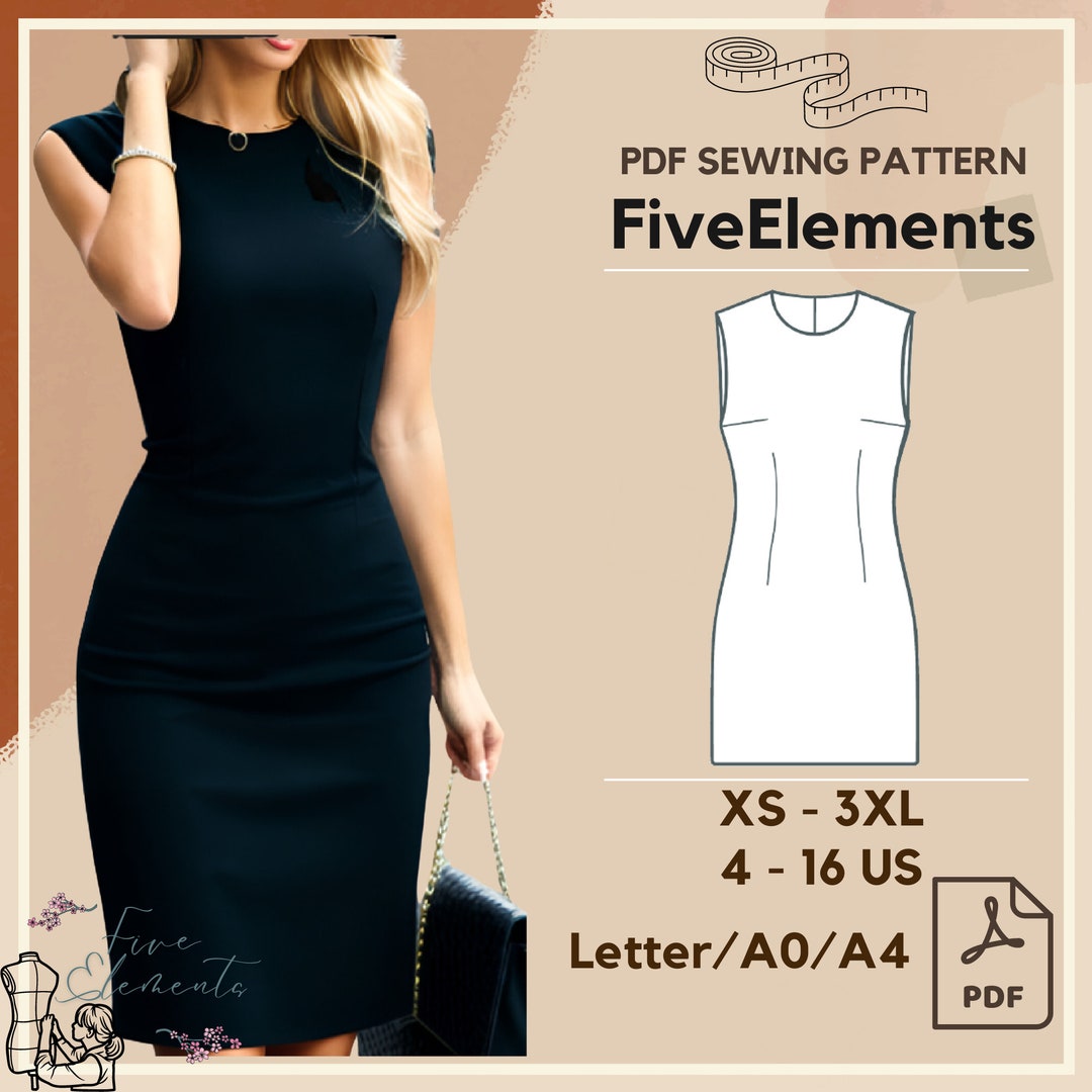 Sleeveless Dress Sewing Pattern Simple Dress PDF Pattern Women Office ...