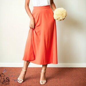 Button Down Long Skirt PDF Pattern Pink Casual Skirt Sewing Pattern ...