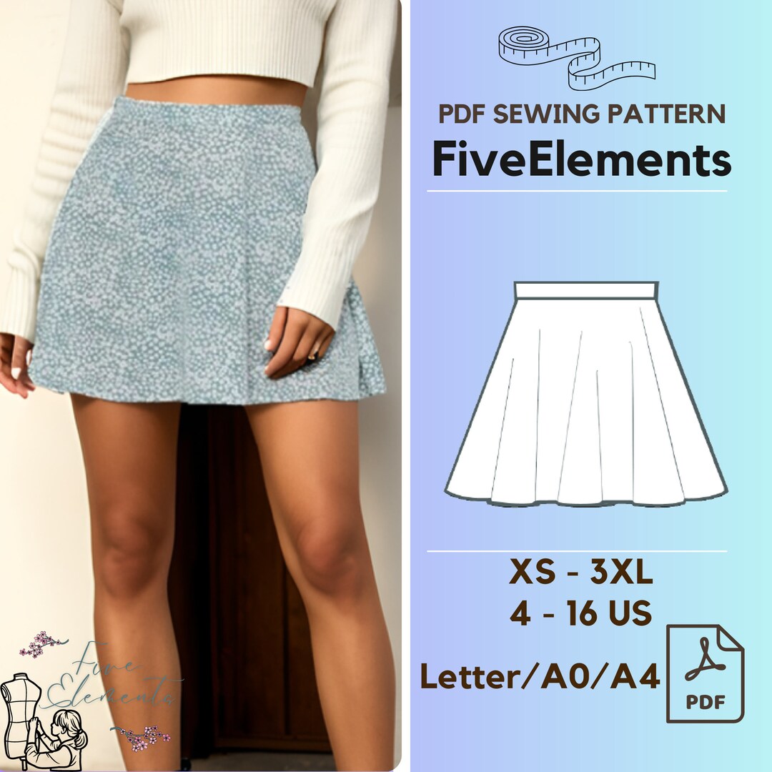 Plaid Skirt PDF Sewing Pattern Women Mini Skirt Sewing Pattern Summer ...