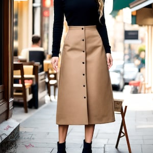 Button Down Long Skirt PDF Pattern Pink Casual Skirt Sewing Pattern ...