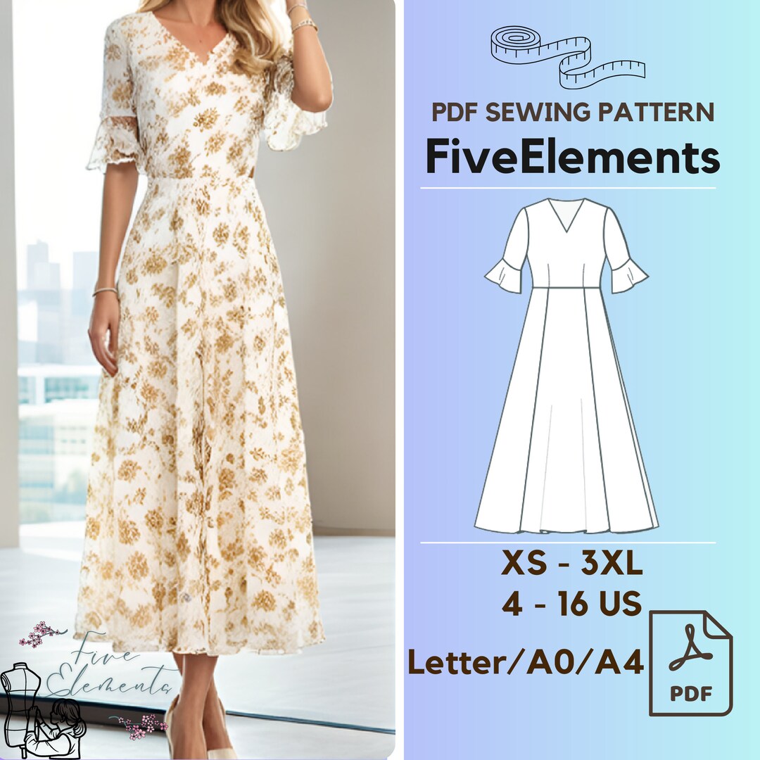 Casual Loose Linen Dress PDF Pattern Easy Sewing Pattern Cottagecore ...