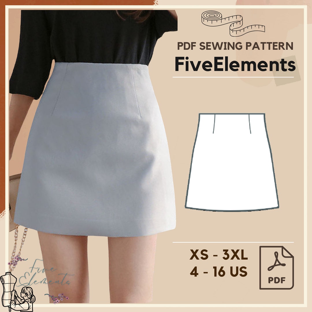 Mini Skirt Sewing Pattner, Women Summer Skirt PDF Sewing Pattern, Women ...