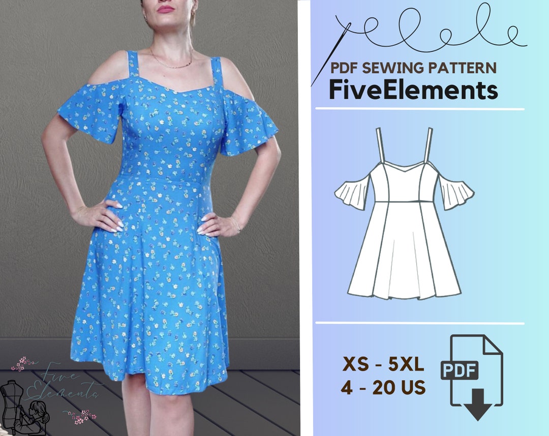 Ruffle Maxi Summer Dress Sewing Pattern off Shoulder Casual Dress PDF ...