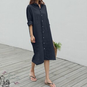 Women Button Down Long Tunic PDF Sewing Pattern Linen Blouse Dress PDF ...
