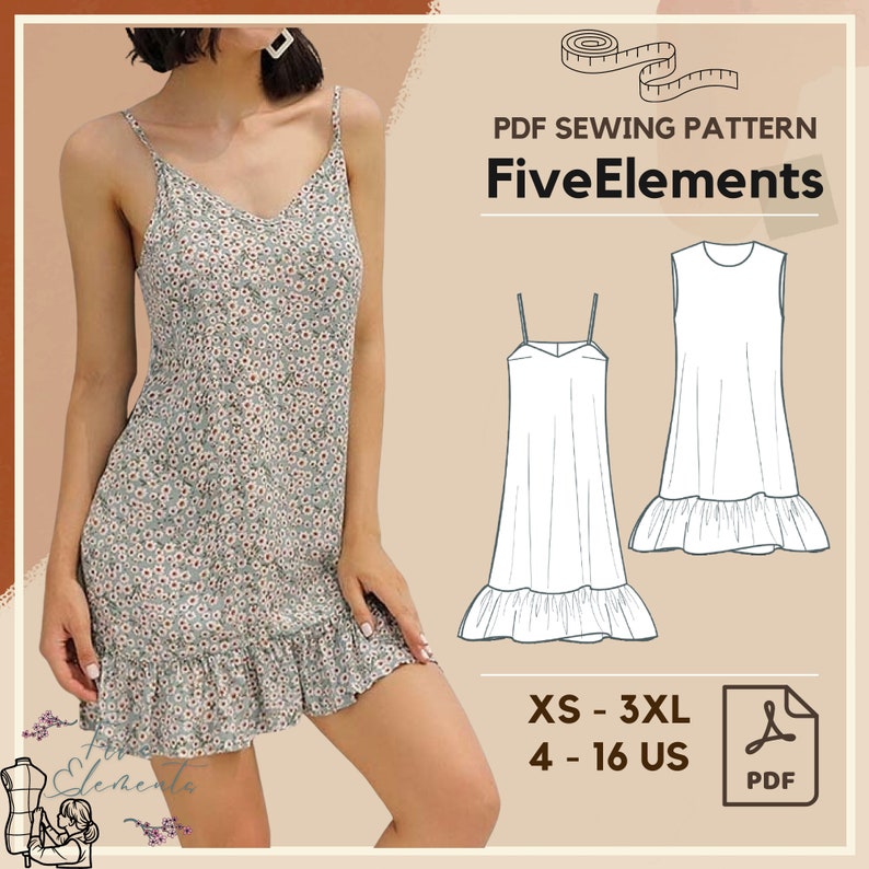 Women Ruffle Dress PDF Sewing Pattern Bundle Spaghetti off - Etsy
