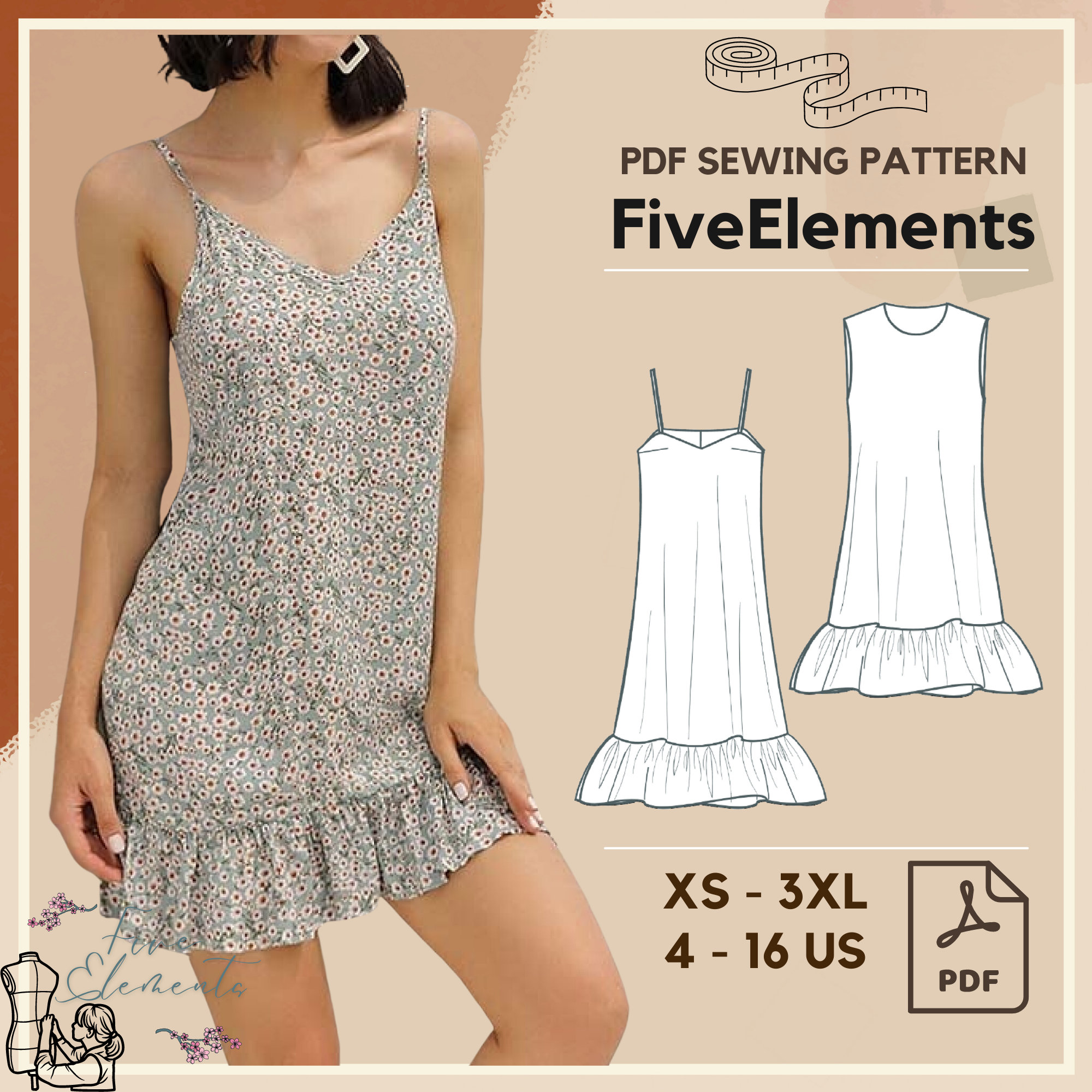 Women Ruffle Dress PDF Sewing Pattern Bundle Spaghetti off - Etsy