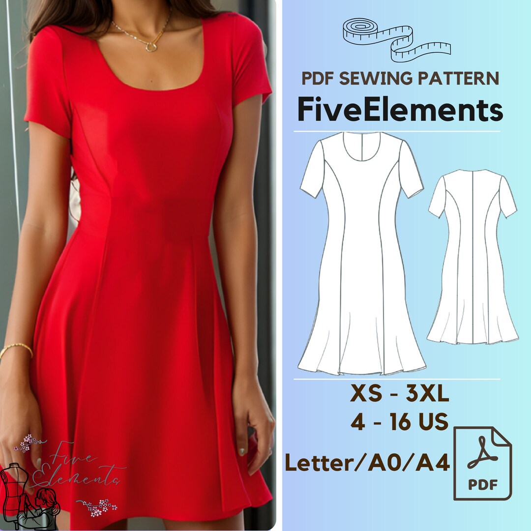 Simple Mini Dress PDF Sewing Pattern | Summer Casual Ruffle Dress ...