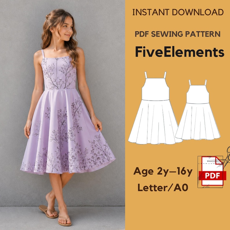 Girls Dress Sewing Pattern PDF | Sundress Pattern | Summer Dress ...