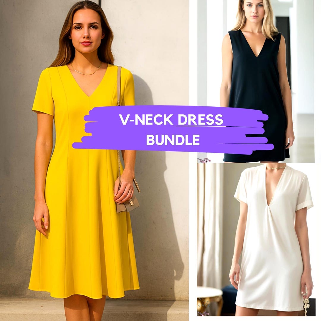 PDF Sewing Pattern Bundle - V Neck Cut Dress | Formal Dress ...