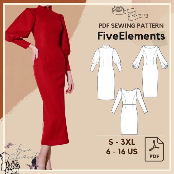 Long Sleeve Puff Dress Pattern - Etsy