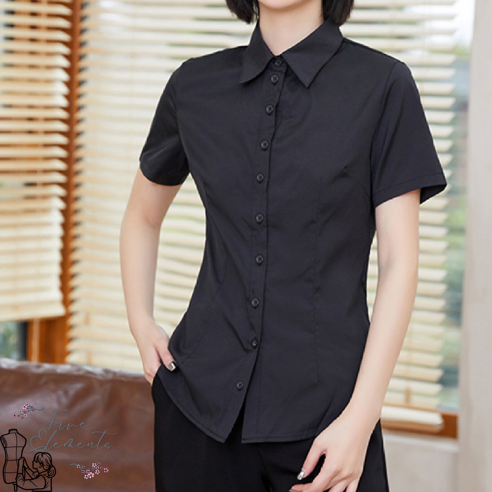 Short Sleeve Blouse PDF Sewing Pattern Button up Shirt PDF - Etsy