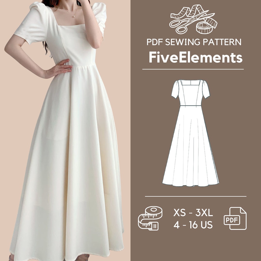 Women Backless Dress PDF Sewing Pattern Flower Girl Long Dress - Etsy