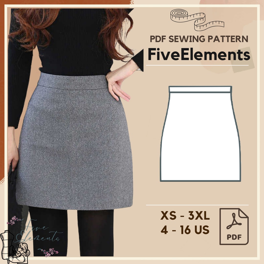 Linen Skirt PDF Sewing Pattern Women Wool Skirt Easy Pattern Casual ...