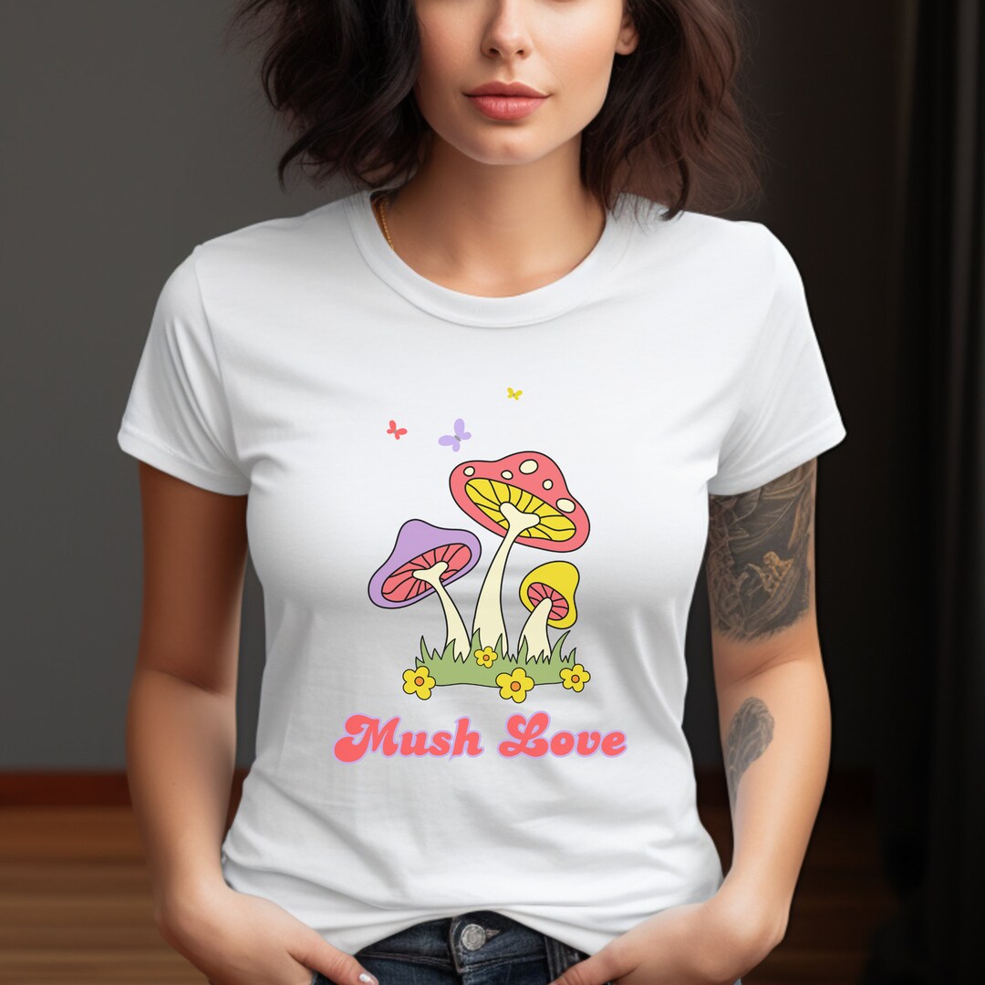 Women's Softstyle Mush Love Tee Shirt, Retro Mushroom Tee Shirt, Boho ...