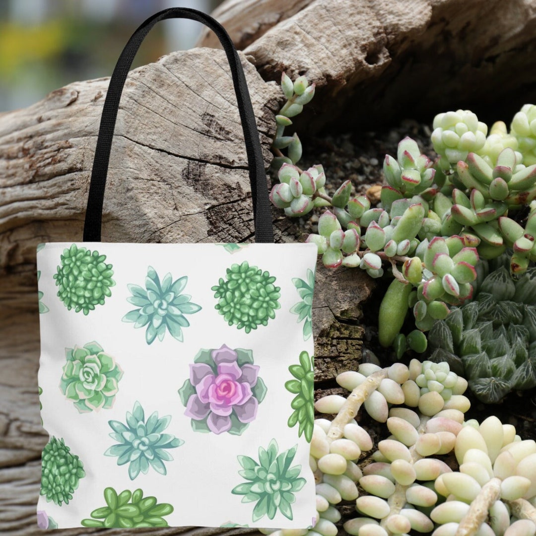 Succulent Tote Bag, Garden Lover Tote, Succulent Garden Bag - Etsy