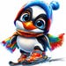 20 Skiing Penguin Clipart – Winter Sports Penguin Watercolor Jpgs ...